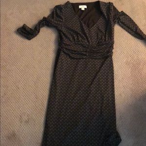 LOFT | Dresses | Loft Midi Geometric Print Dress Brown With Green ...